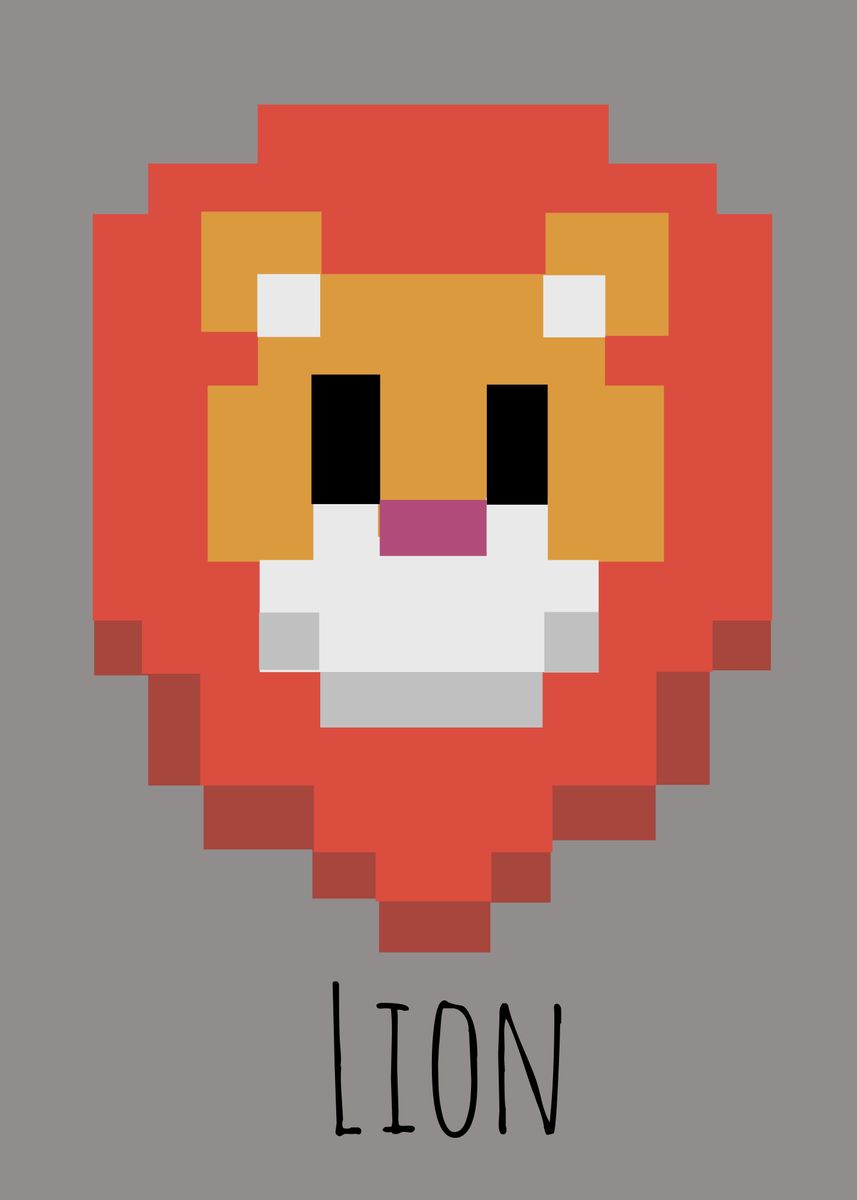 'lion pixel animal' Poster by Mshel Tyan | Displate