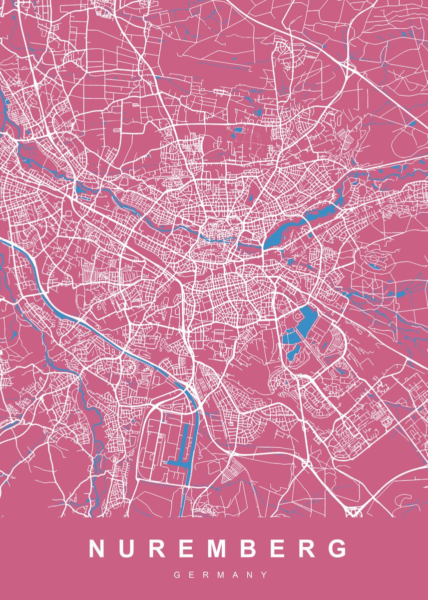 'NUREMBERG Map GERMANY' Poster, picture, metal print, paint by ...