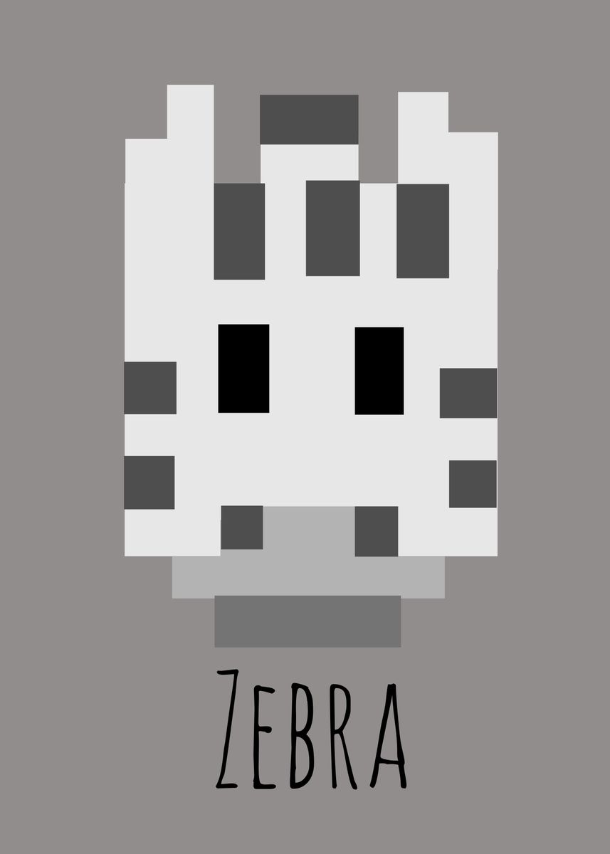 'zebra pixel animal' Poster, picture, metal print, paint by Mshel Tyan ...