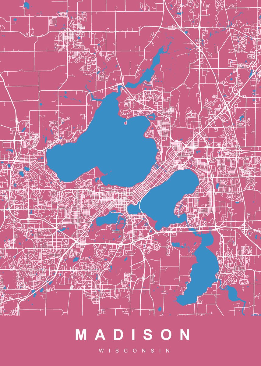 'MADISON Map WISCONSIN USA ' Poster, picture, metal print, paint by ...