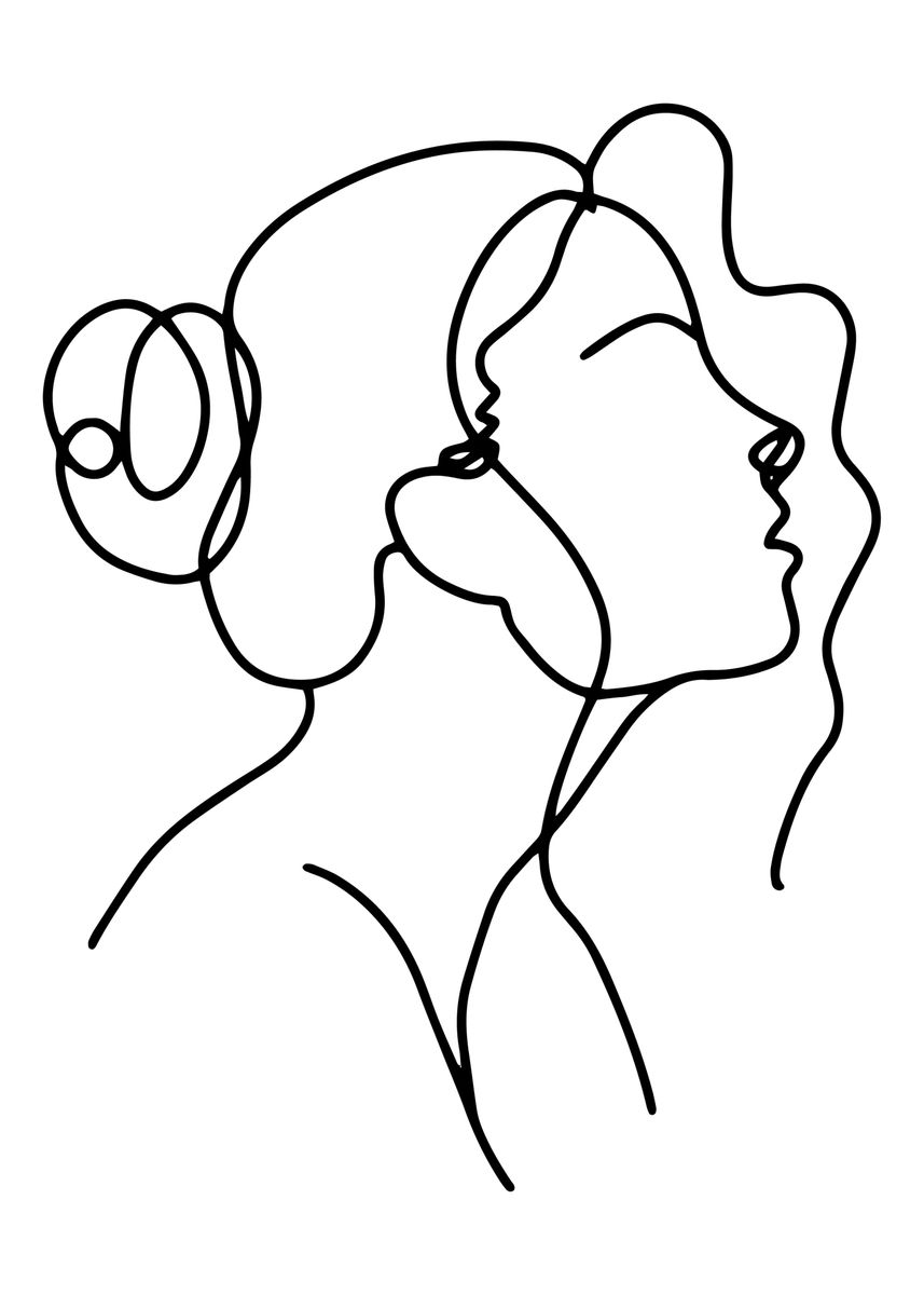 'One Line Art Woman' Poster, picture, metal print, paint by Color My ...