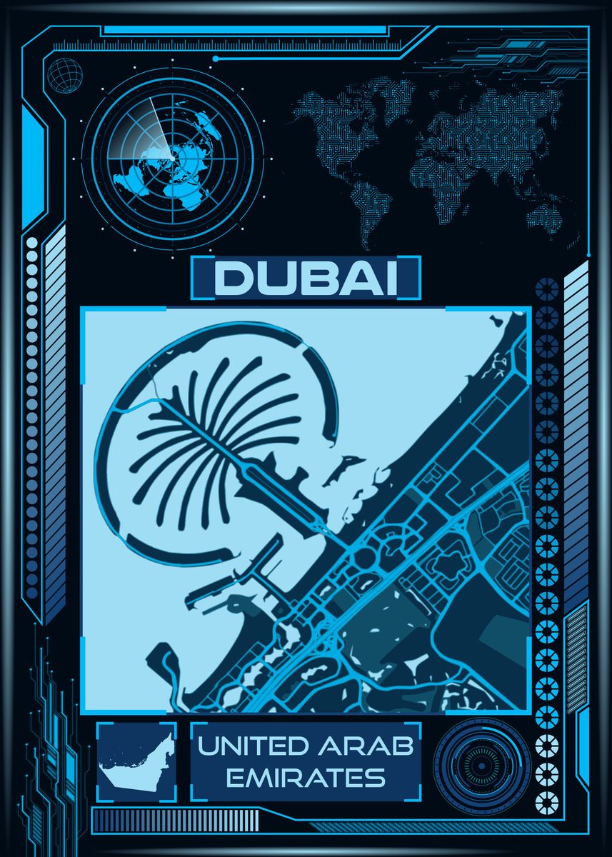 'DUBAI MAP UAE' Poster, picture, metal print, paint by Artistic ...