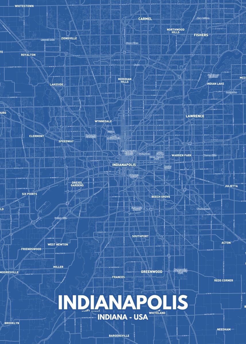 'Indianapolis city map' Poster, picture, metal print, paint by Ricardo ...