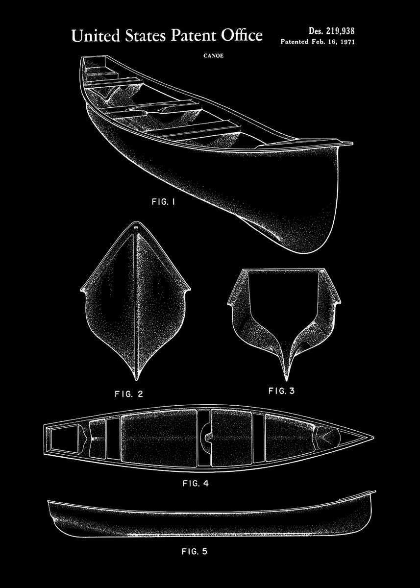'Canoe Patent' Poster, picture, metal print, paint by Sam Kal | Displate