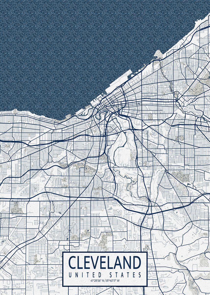 'Cleveland City Map Coastal' Poster by deMAP Studio | Displate