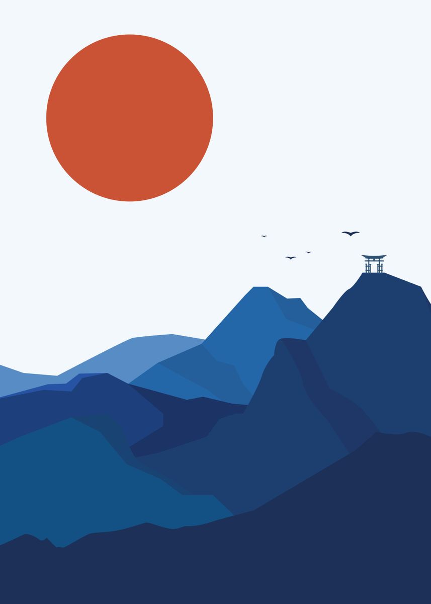 'Japanese red sun' Poster, picture, metal print, paint by Faissal ...