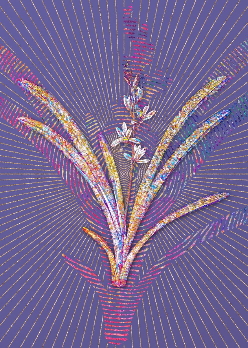 'Boat Orchid Mosaic Floral' Poster by Holy Rock Design | Displate