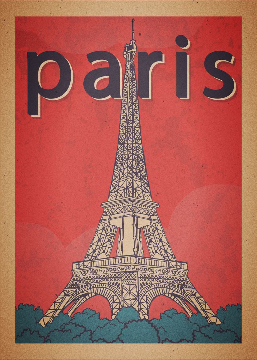 'Vintage Eiffel Tower Paris' Poster by BestPrints | Displate