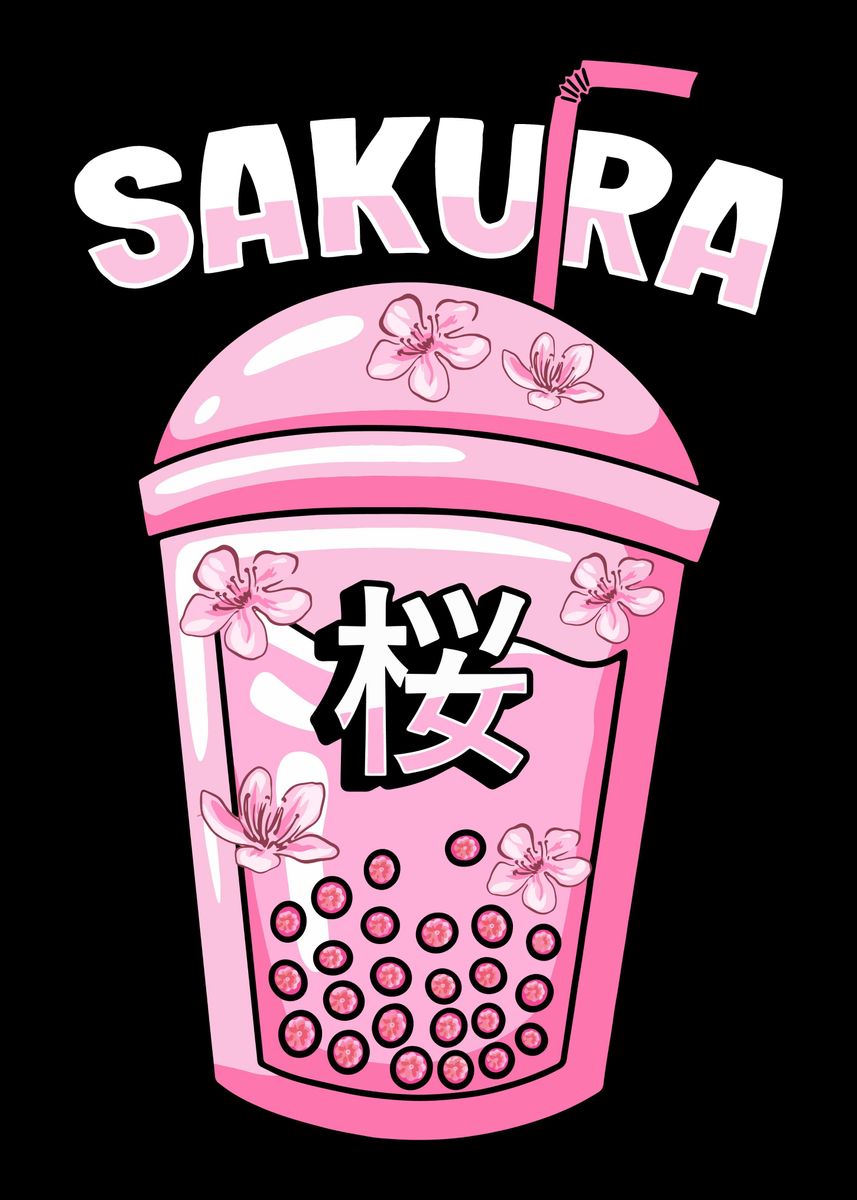 'Sakura Bubble Tea' Poster by Michael | Displate