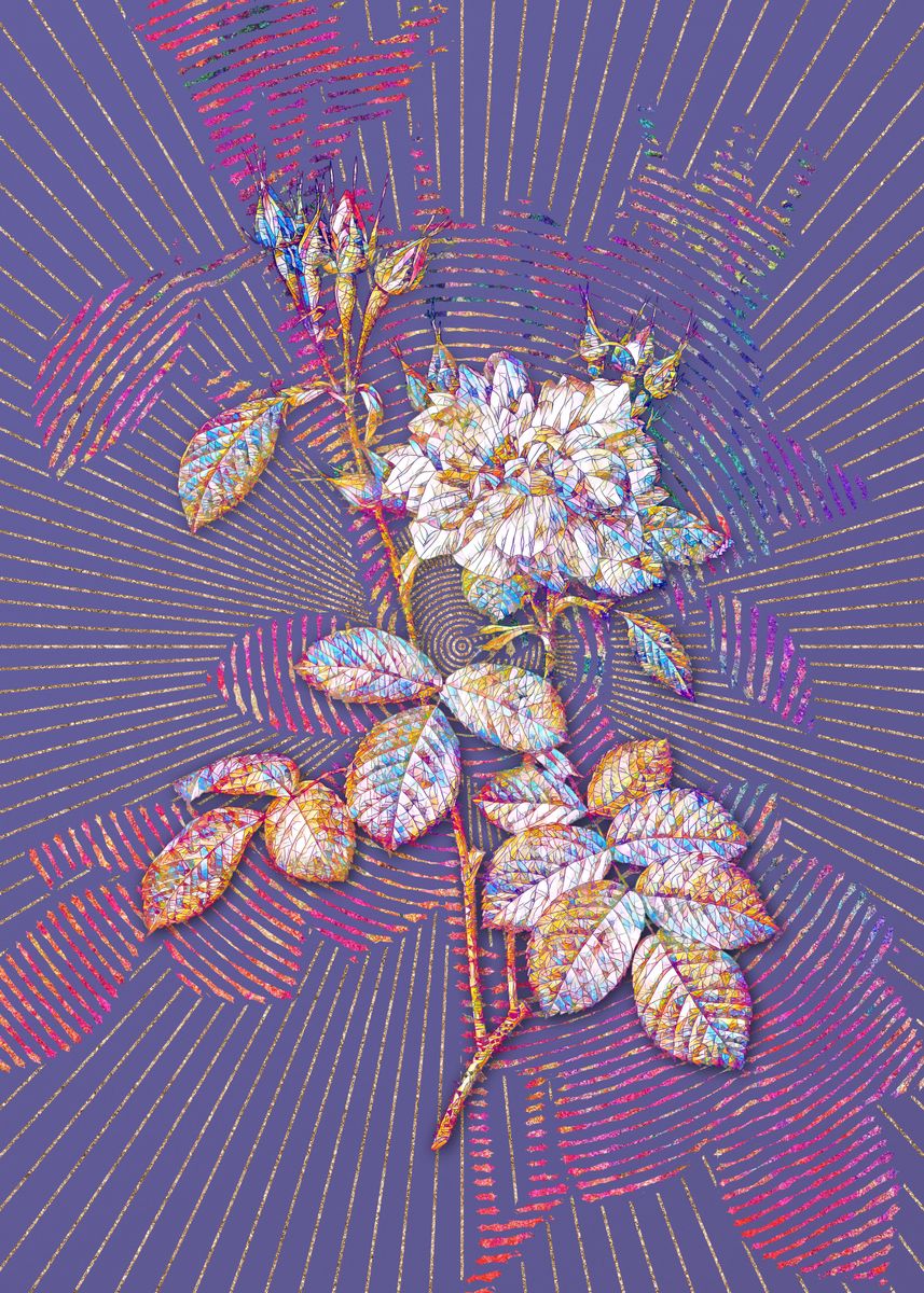 'Autumn Damask Rose Mosaic' Poster by Holy Rock Design | Displate