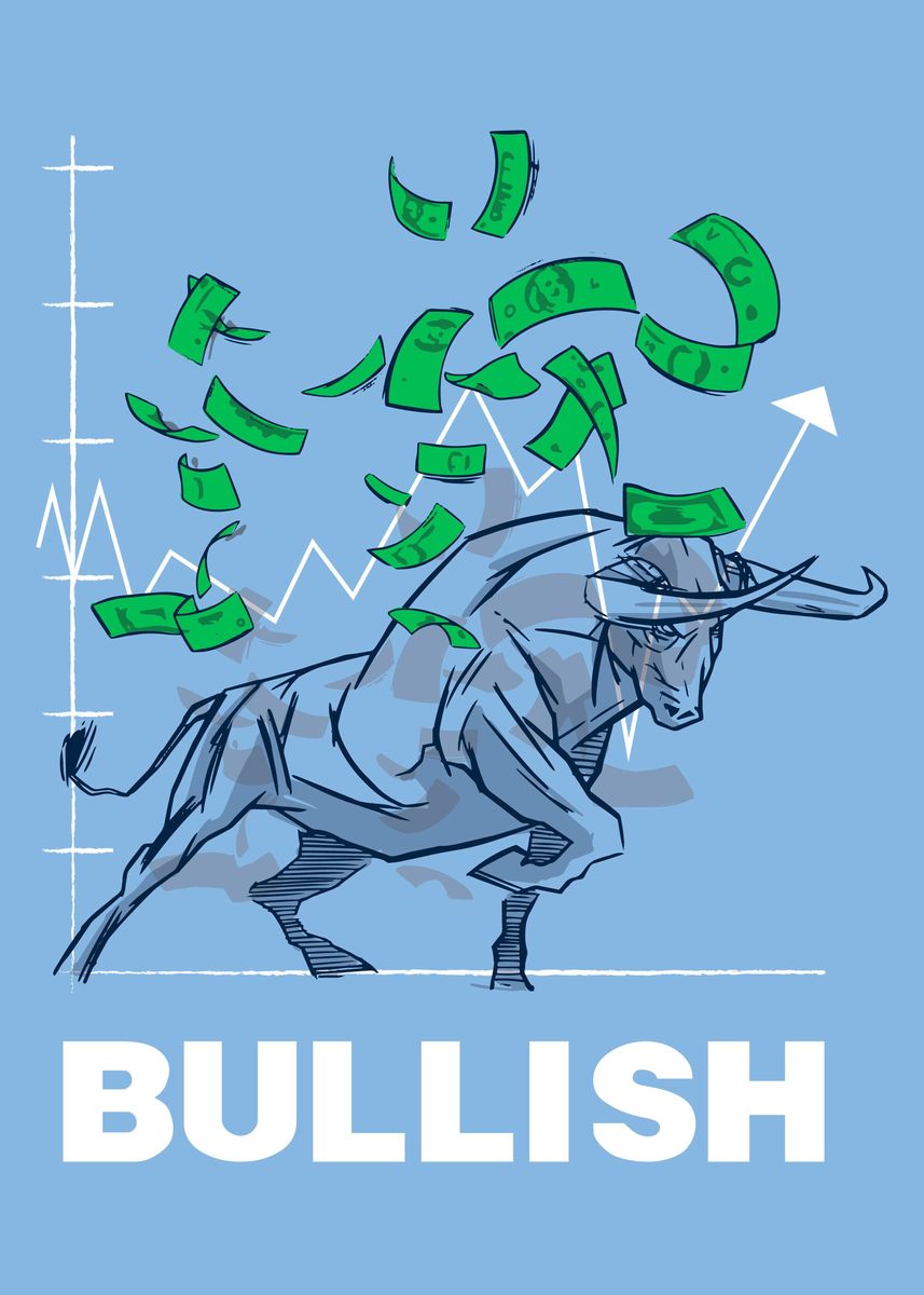 'Bull Stock Market Bullish' Poster, picture, metal print, paint by Max ...