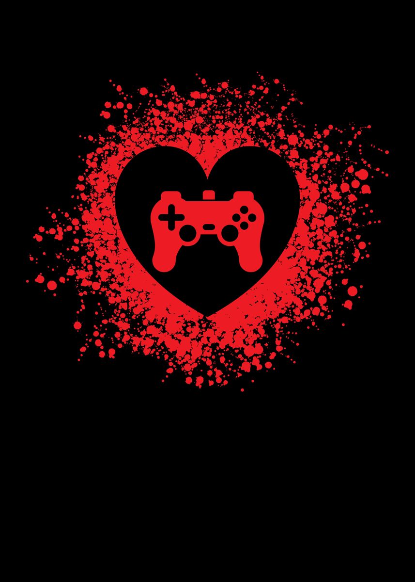 'Gamer Heart Valentines Day' Poster, picture, metal print, paint by ZS ...