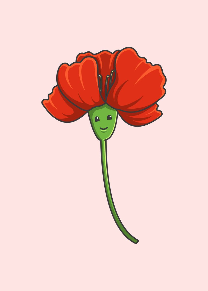 'Poppy Kawaii' Poster, picture, metal print, paint by salfi art | Displate