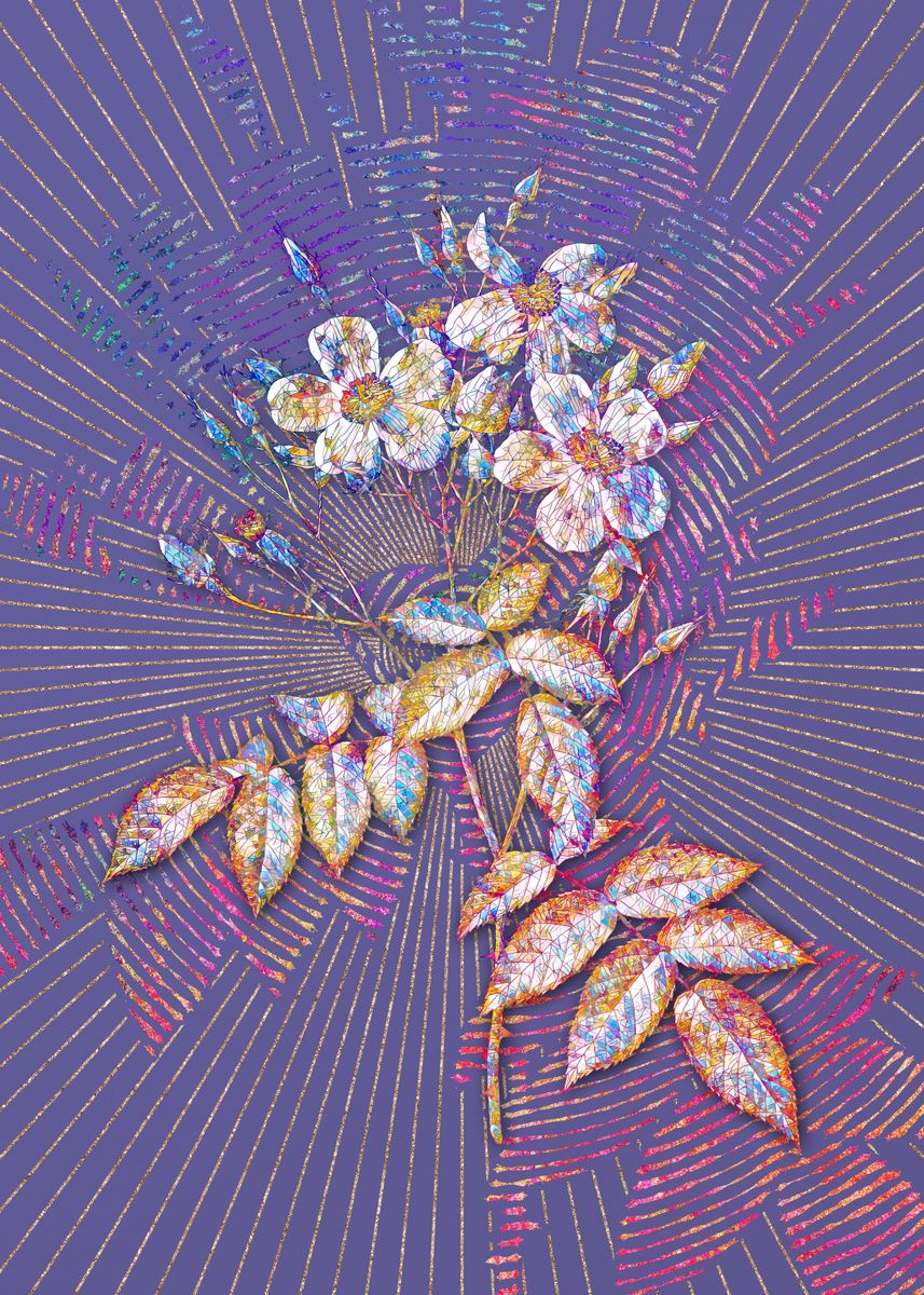 'Blooming Musk Rose Mosaic ' Poster, picture, metal print, paint by ...