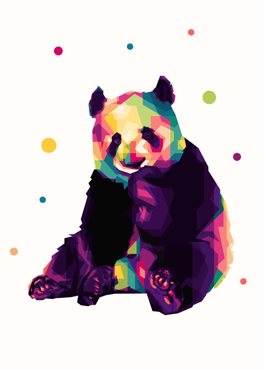 'Panda Colorful' Poster by Color Work | Displate