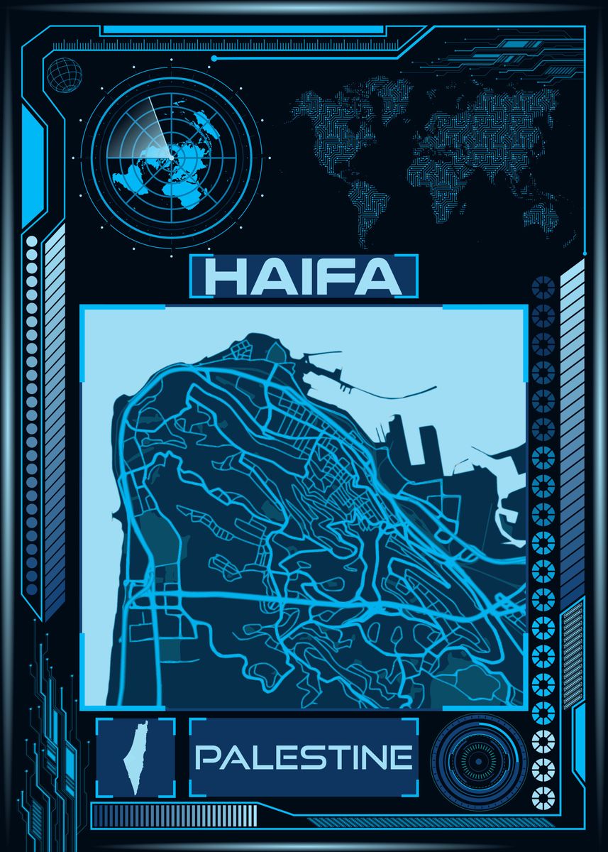 'HAIFA MAP PALESTINE' Poster, picture, metal print, paint by Artistic ...