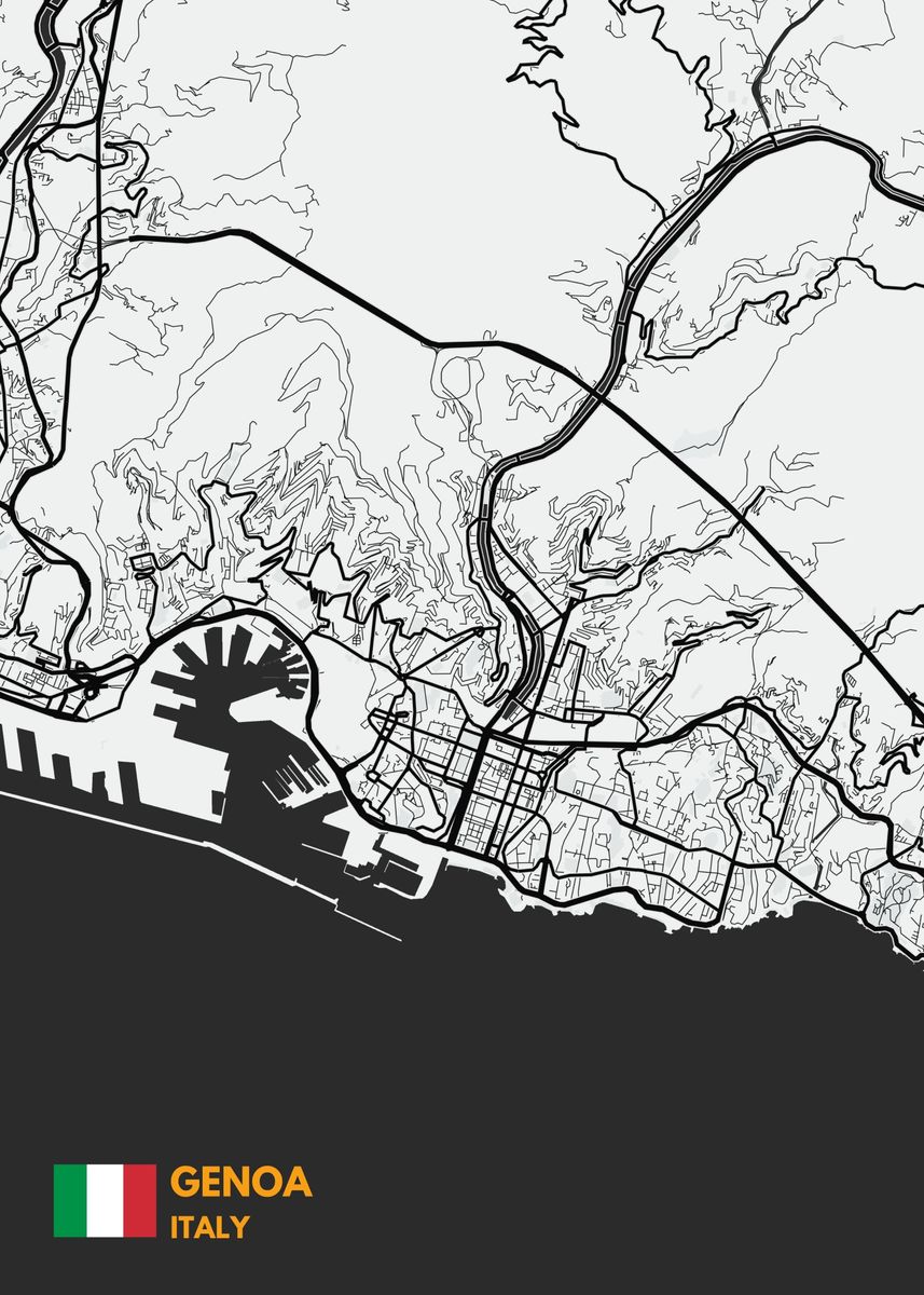 'Genoa maps art' Poster, picture, metal print, paint by AD art | Displate