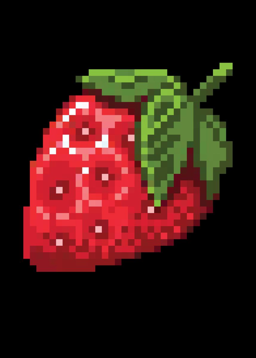 'Strawberry Pixel ' Poster, picture, metal print, paint by Mooon | Displate
