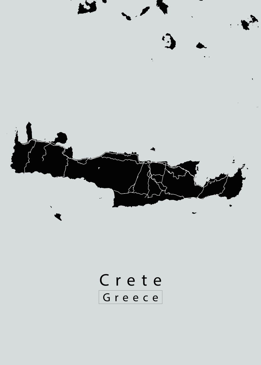 'Crete Island Map' Poster, picture, metal print, paint by Robin ...