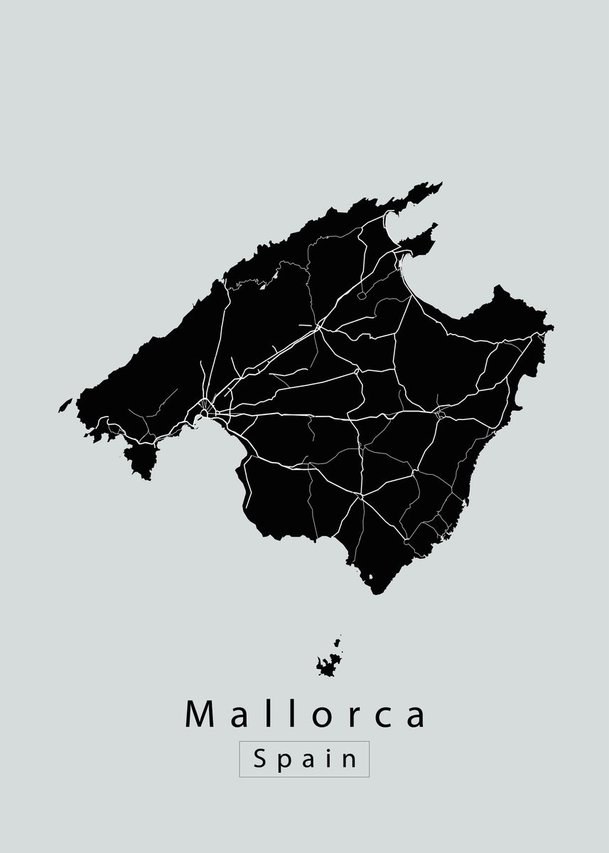 'Mallorca Island Map' Poster, picture, metal print, paint by Mapique ...