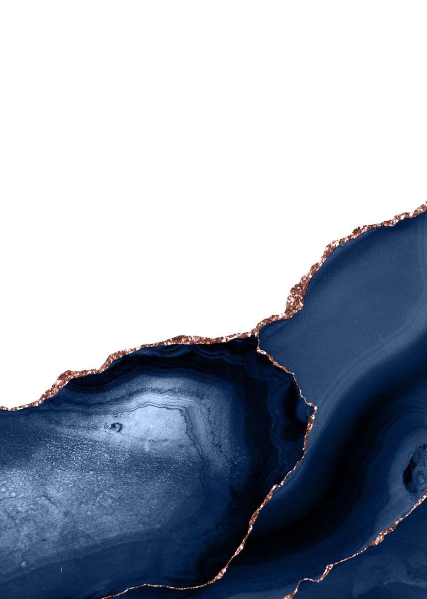 'Navy Rose Gold Agate 22' Poster, picture, metal print, paint by Aloke ...