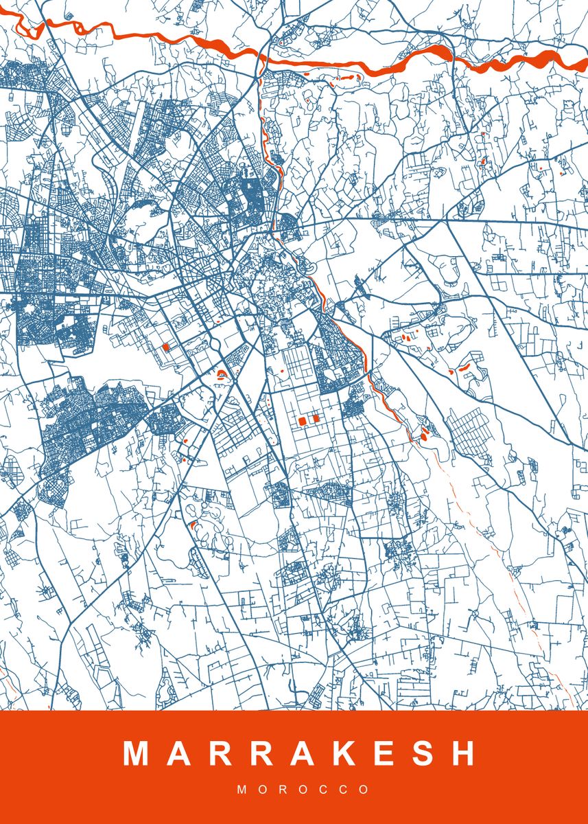 'MARRAKESH Map MOROCCO' Poster by UrbanMaps | Displate