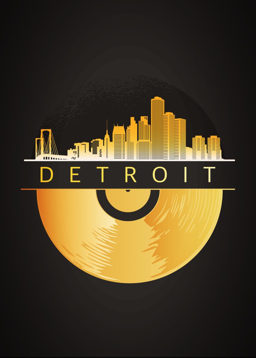 'Detroit City Skyline' Poster, picture, metal print, paint by ...