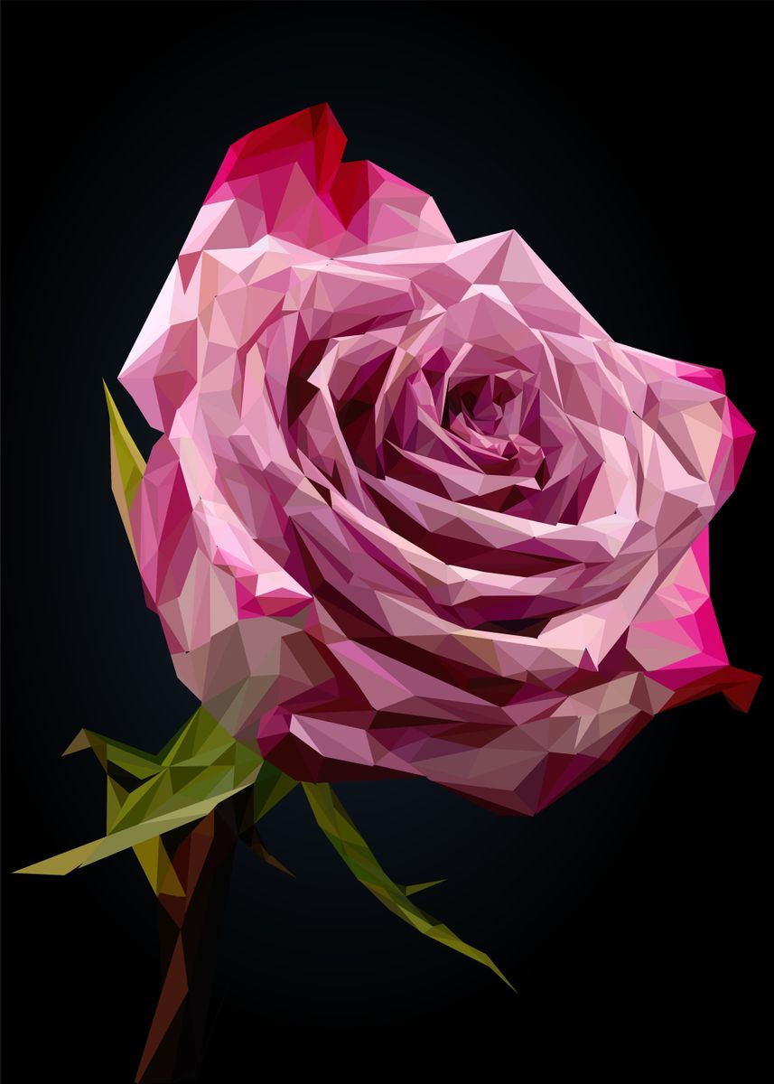 'rose flower' Poster by Lowpoly Posters | Displate