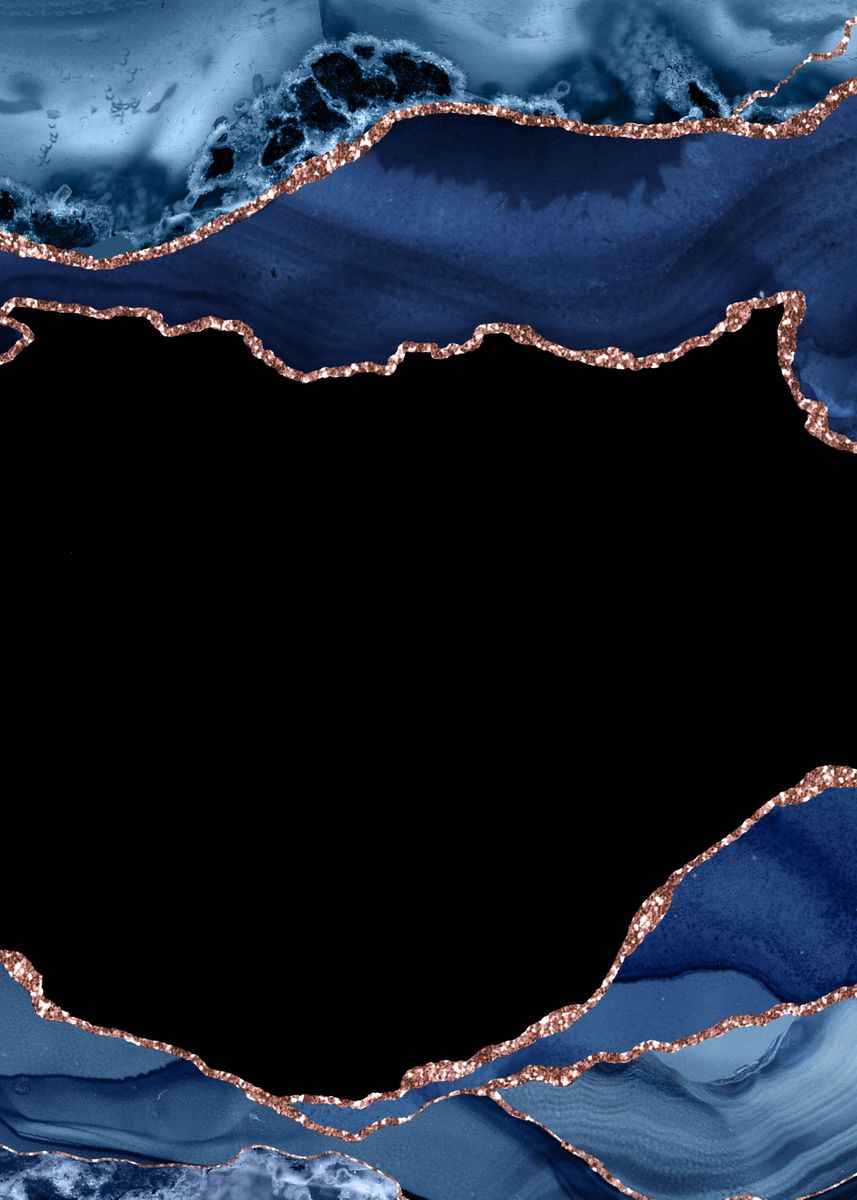 'Navy Rose Gold Agate 18' Poster by Aloke Design | Displate