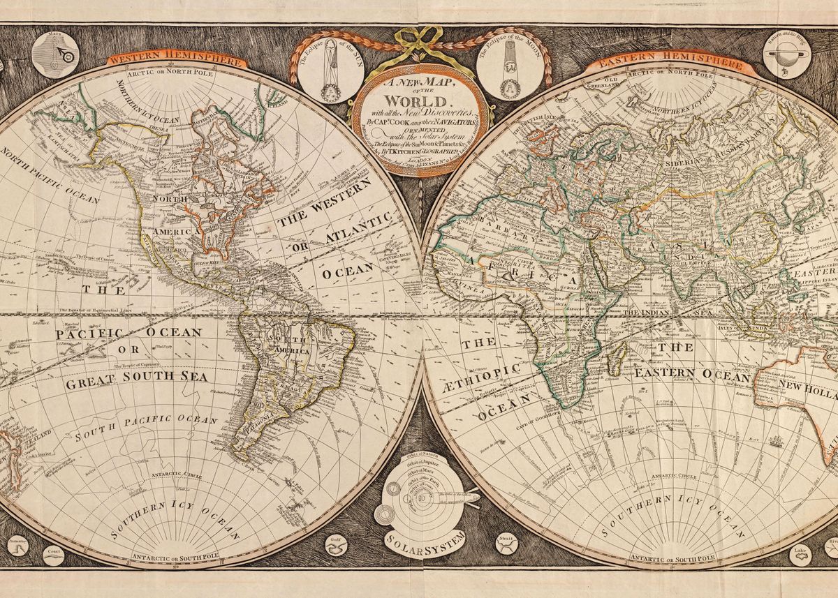 'World Map Year 1799' Poster by REAL VINTAGE | Displate