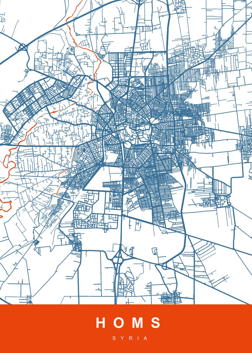 'HOMS Map SYRIA' Poster by UrbanMaps | Displate