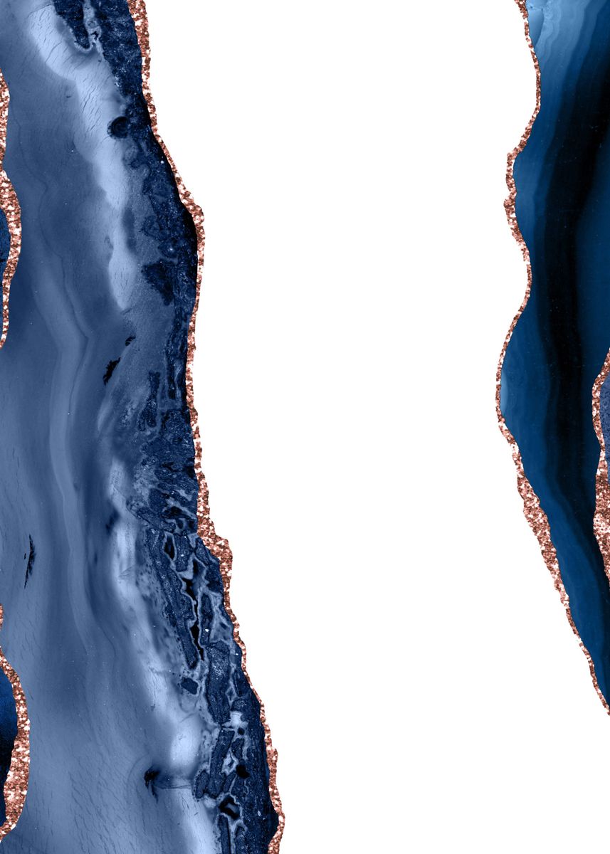 'Navy Rose Gold Agate 28' Poster by Aloke Design | Displate