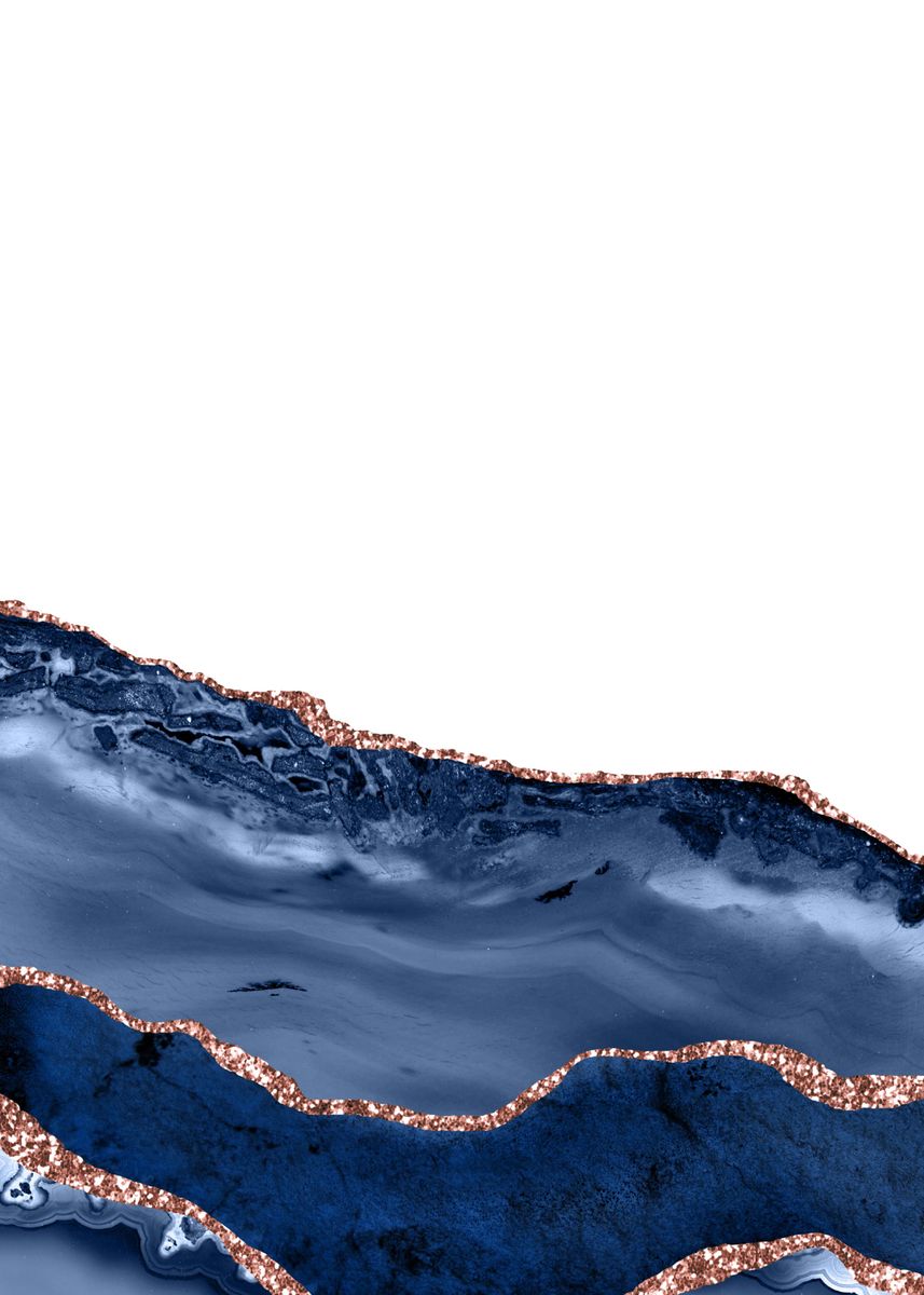 'Navy Rose Gold Agate 20' Poster, picture, metal print, paint by Aloke ...