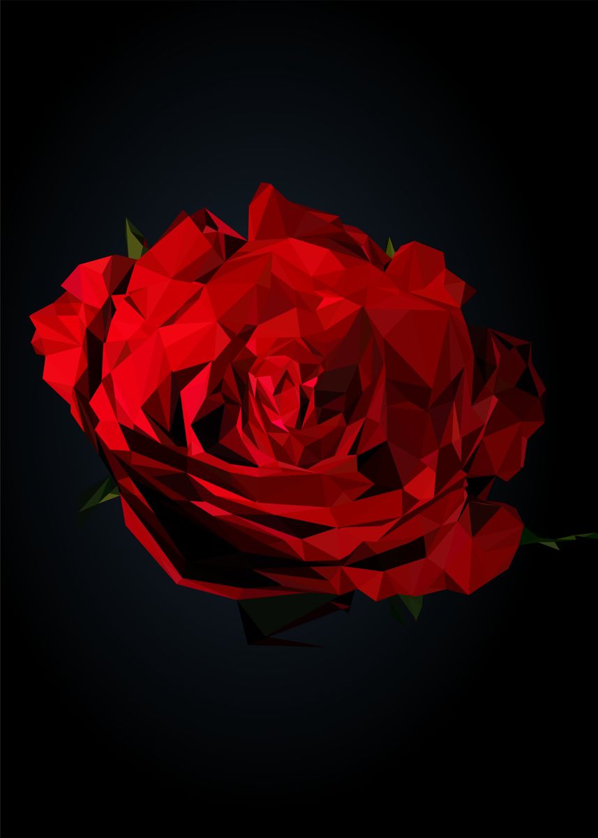 'rose flower' Poster, picture, metal print, paint by Lowpoly Posters ...
