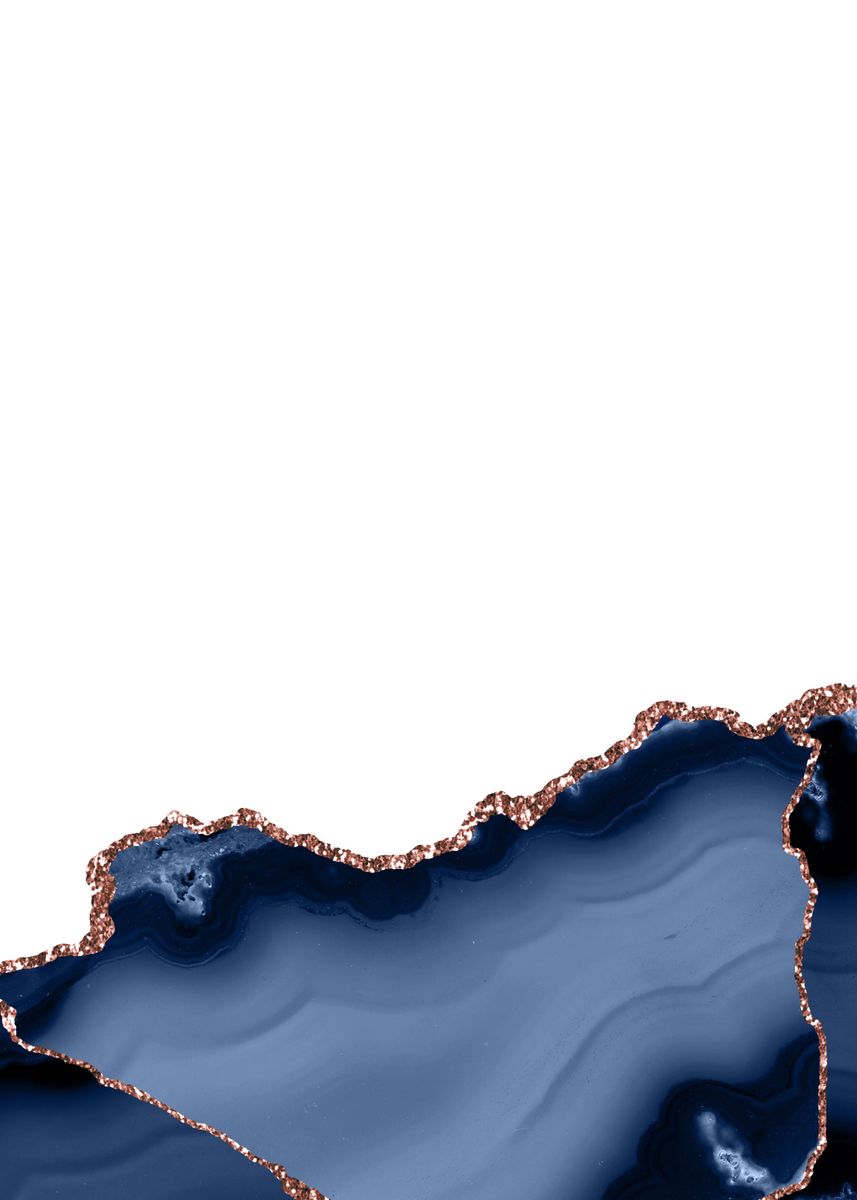 'Navy Rose Gold Agate 23' Poster by Aloke Design | Displate