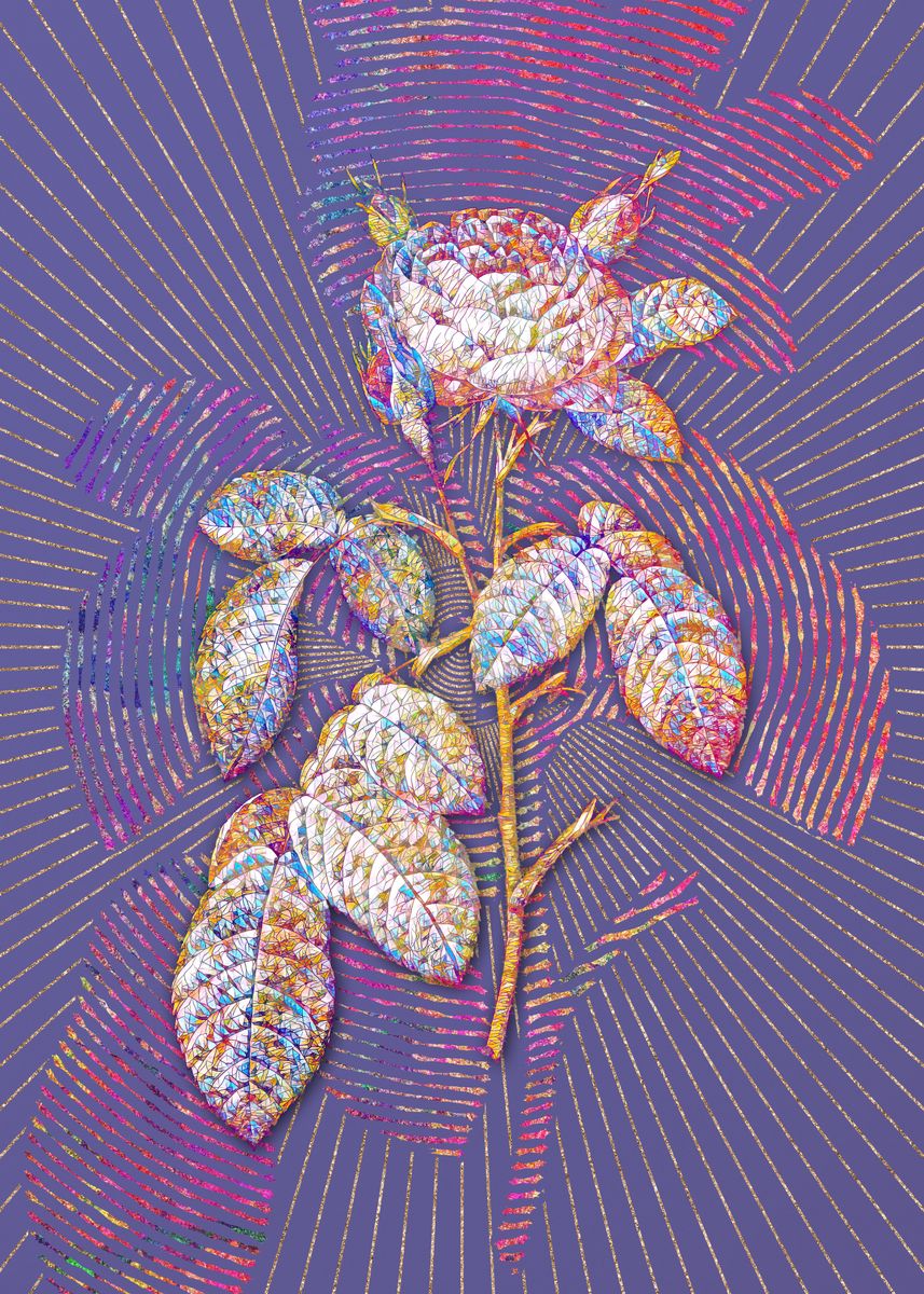 'Red Gallic Rose Mosaic' Poster by Holy Rock Design | Displate