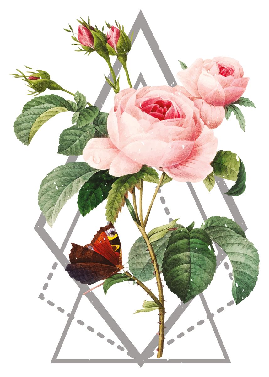 'Boho style roses flower' Poster, picture, metal print, paint by ...