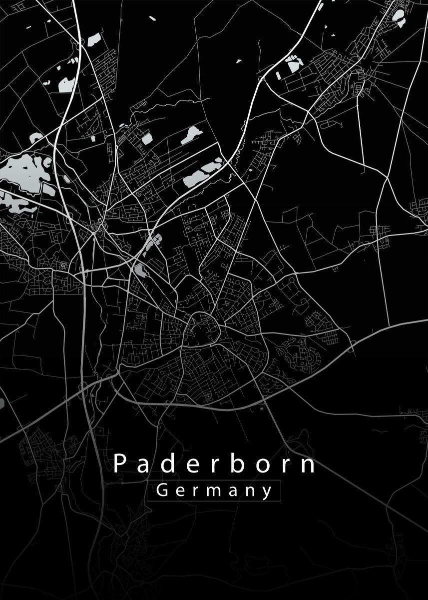 'Paderborn City Map' Poster, picture, metal print, paint by Mapique ...