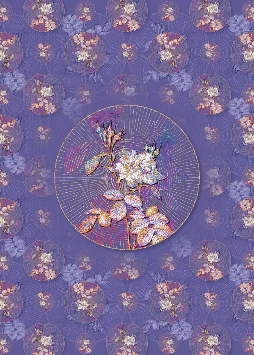 'Autumn Damask Rose Pattern' Poster by Holy Rock Design | Displate