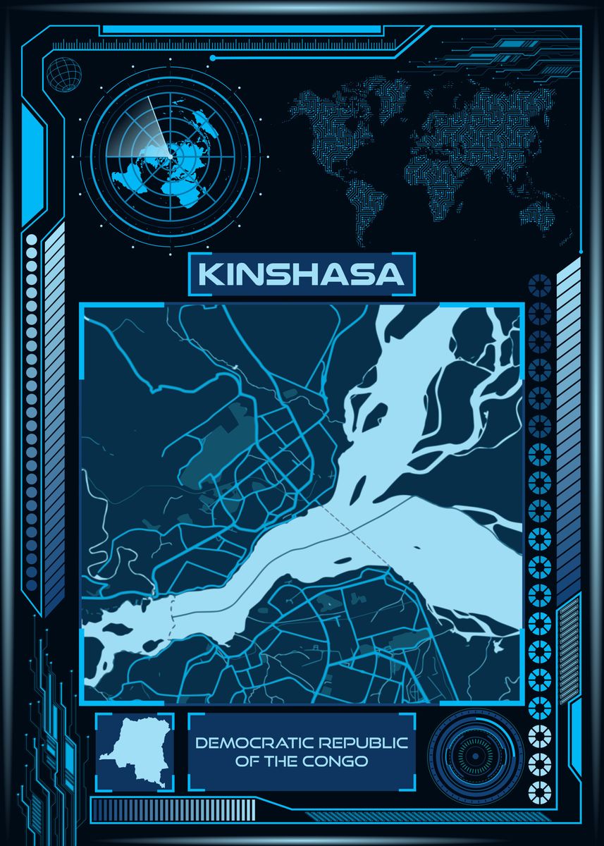 'KINSHASA MAP CONGO' Poster, picture, metal print, paint by Artistic ...
