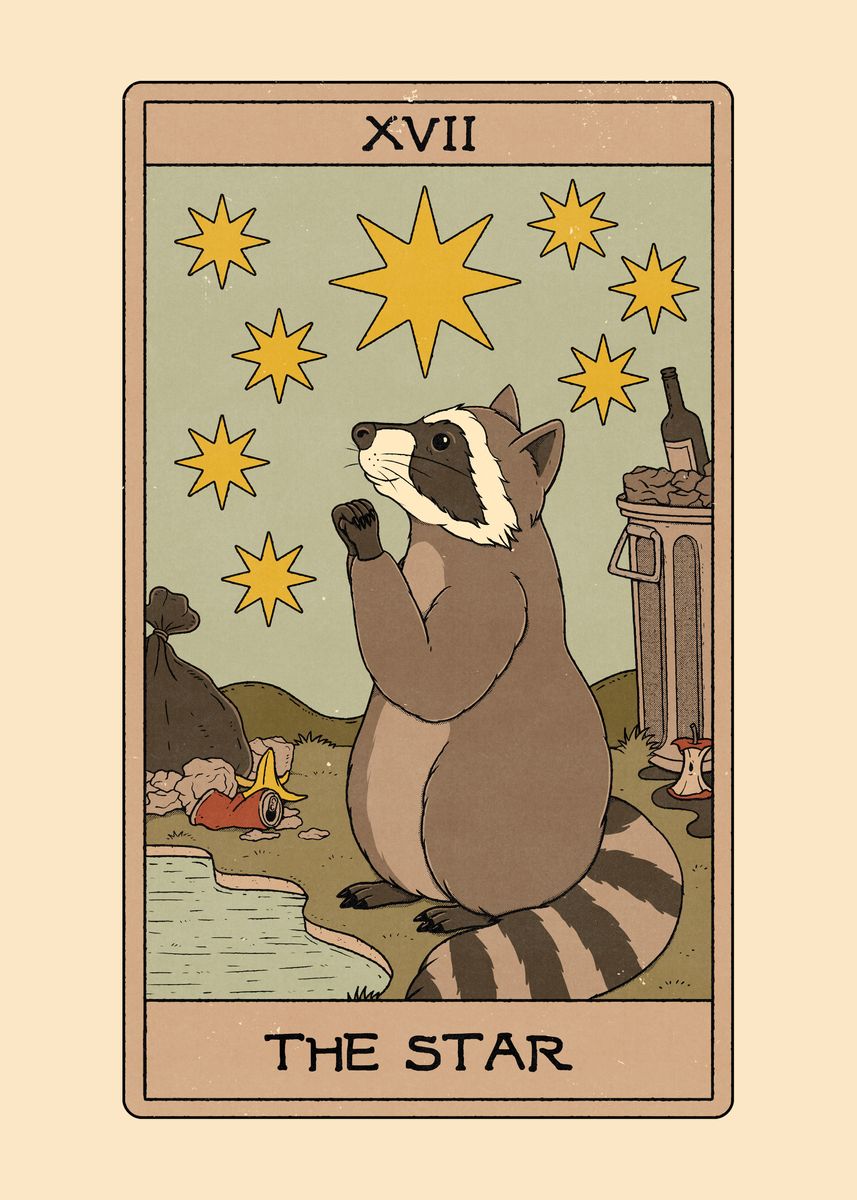 'The Star Raccoon ' Poster, picture, metal print, paint by Thiago ...