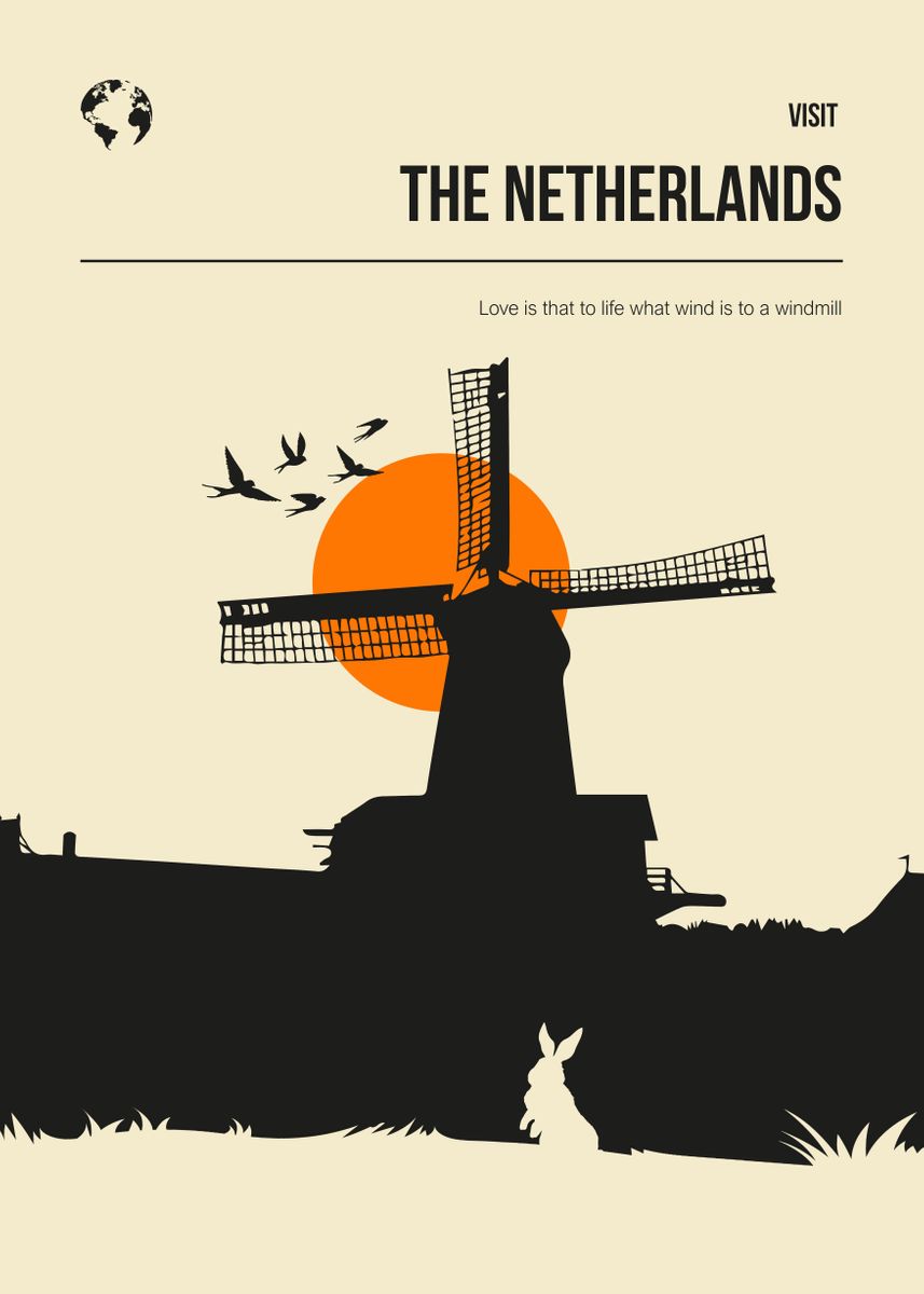 'Netherlands Travel Poster' Poster, picture, metal print, paint by Jorn ...