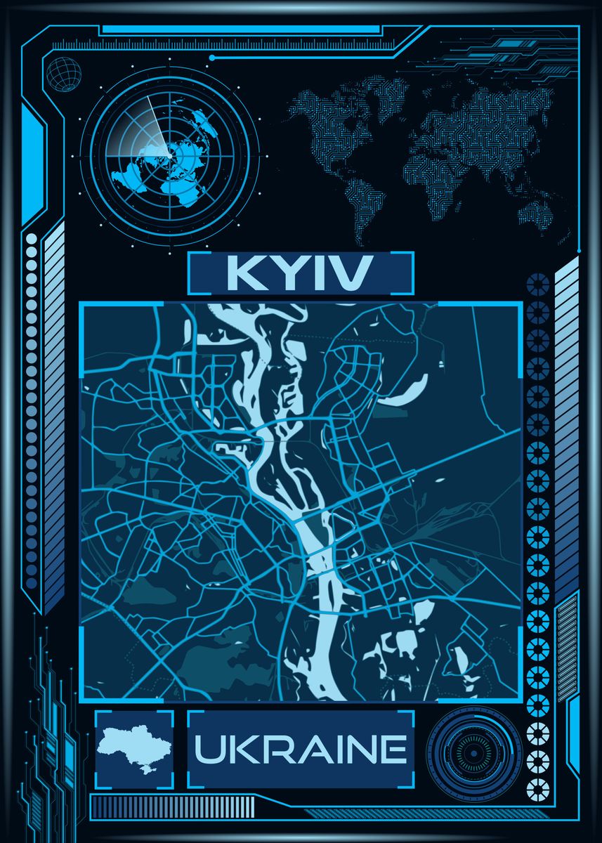 'KYIV MAP UKRAINE' Poster by Artistic Paradigms | Displate