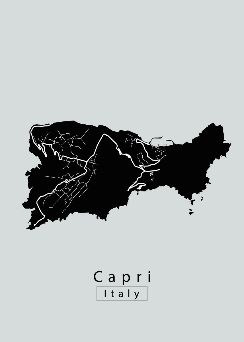 'Capri Island Map' Poster by Robin Niemczyk | Displate