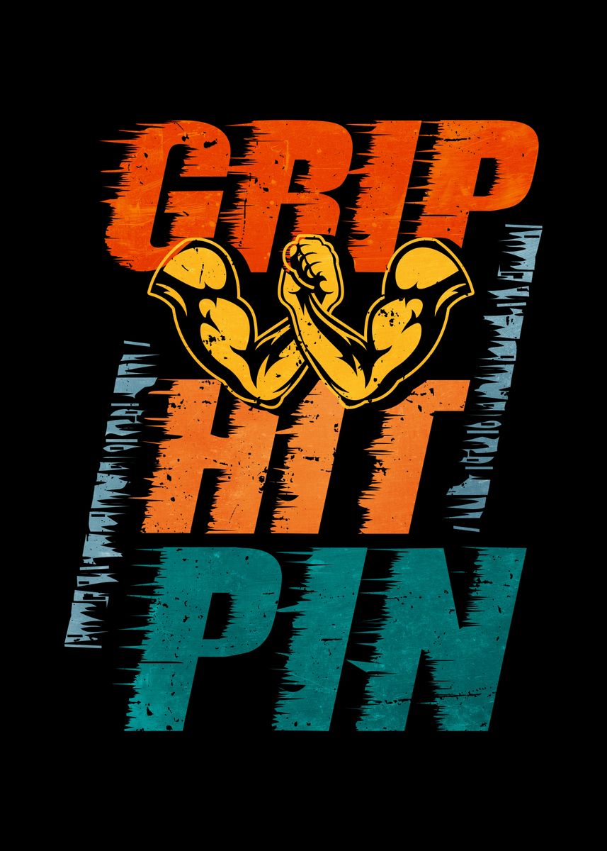 'Grip Hit Pin Arm Wrestling' Poster, picture, metal print, paint by ...