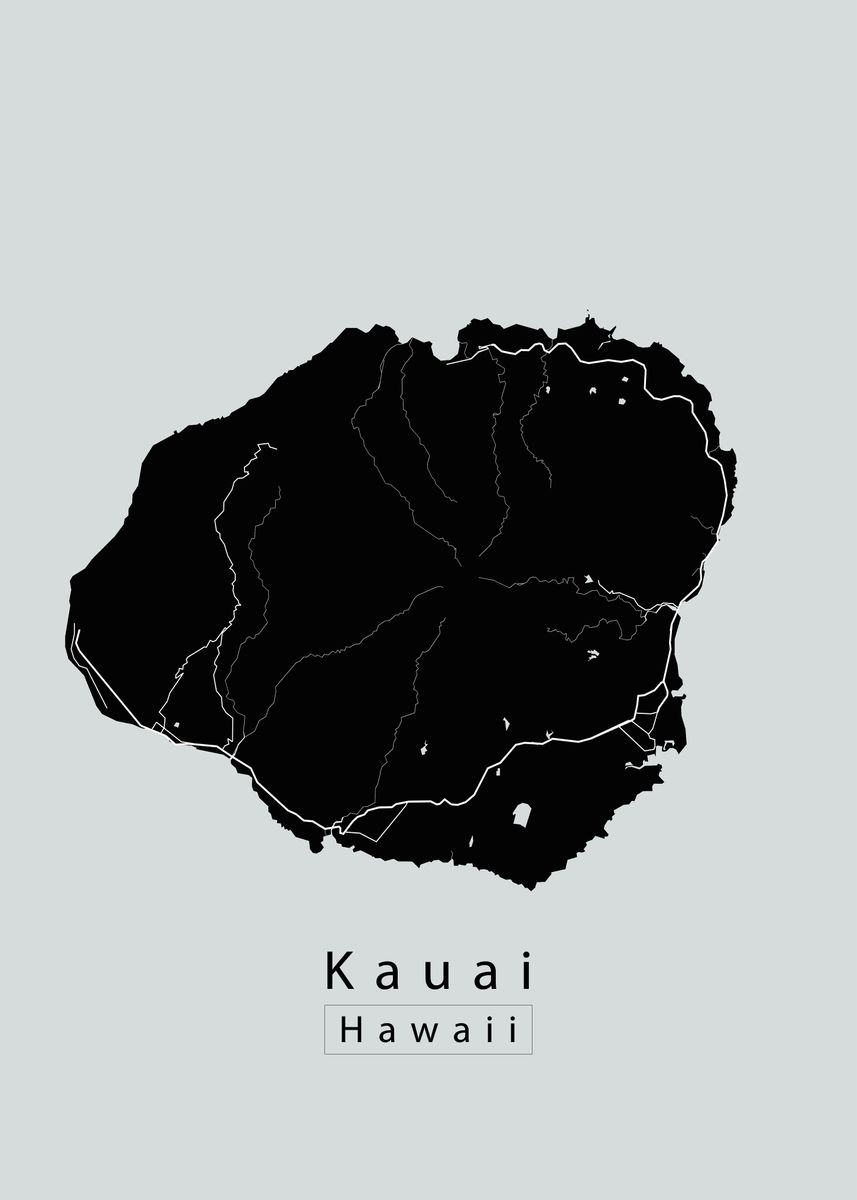 'Kauai Island map' Poster by Robin Niemczyk | Displate
