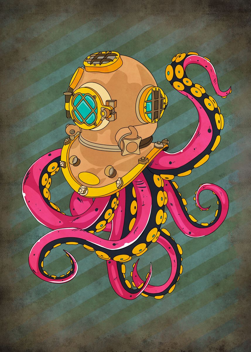 'Octopus scuba dive' Poster by Valter Shabani | Displate