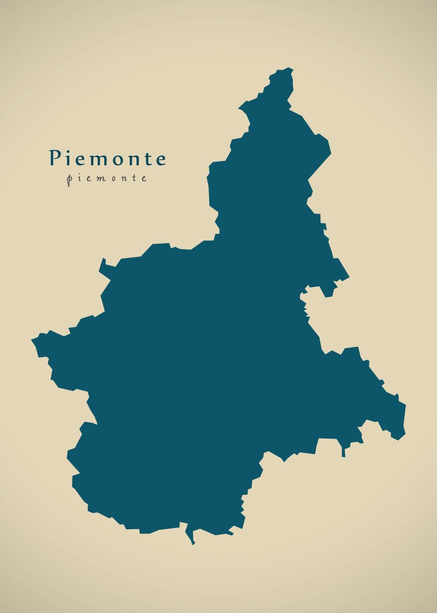 'Piemonte region map' Poster, picture, metal print, paint by Ingo ...