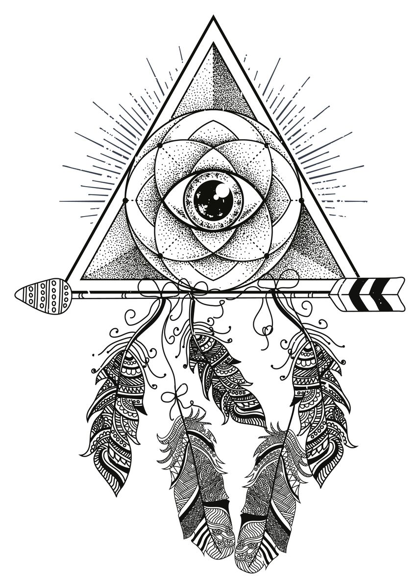 'Boho style eye feathers' Poster, picture, metal print, paint by ...