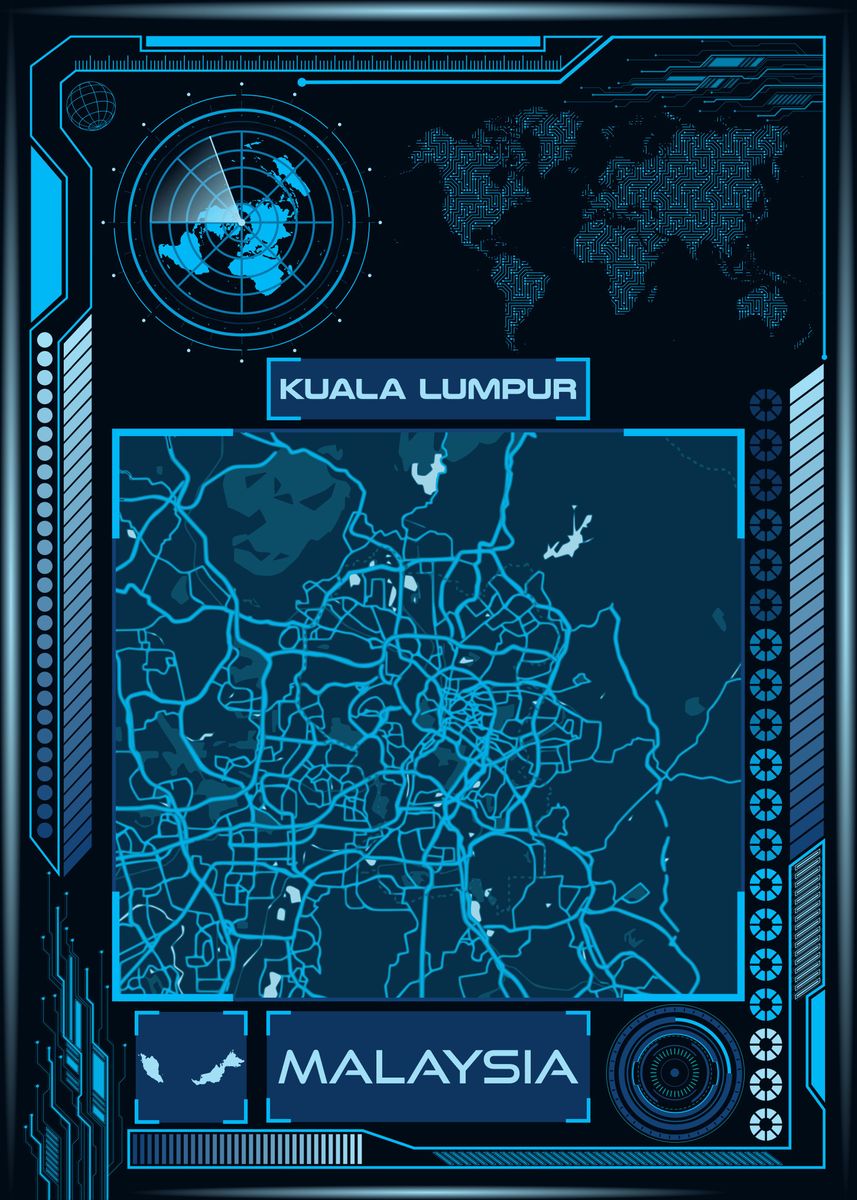 'KUALA LUMPUR MAP MALAYSIA' Poster by Artistic Paradigms | Displate